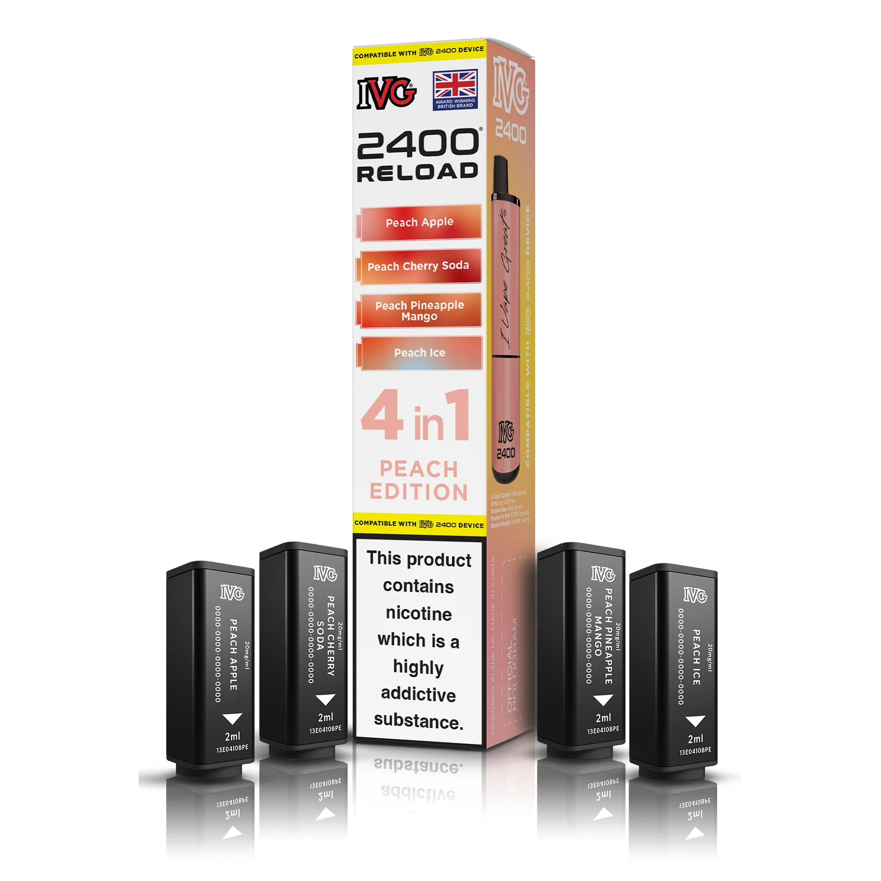 REFILL – IVG 2400 4 In 1 – Peach Edition – Reload Pods